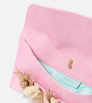 AQUAZZURA Marea Small Raffia-trimmed Clutch