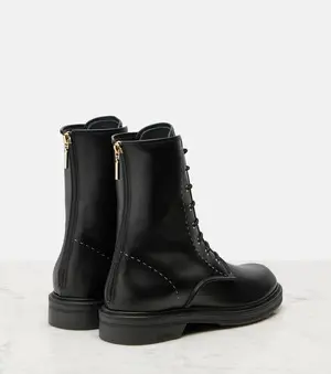 Max Mara Urbancombat Leather Combat Boots - Black
