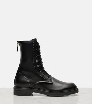 Max Mara Urbancombat Leather Combat Boots - Black