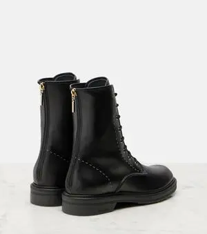 Max Mara Combat Leather Boots - Black