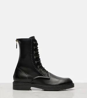 Max Mara Combat Leather Boots - Black
