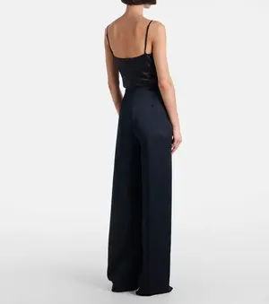 Max Mara Dritto Crepe Satin Wide-leg Pants - Black