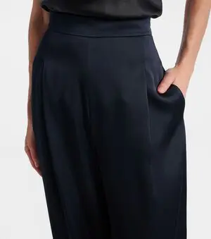 Max Mara Dritto Crepe Satin Wide-leg Pants - Black