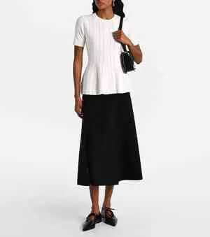 Max Mara Lazio Pleated Crepe Midi Skirt