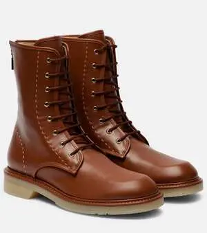 Max Mara Leather Combat Boots - Brown