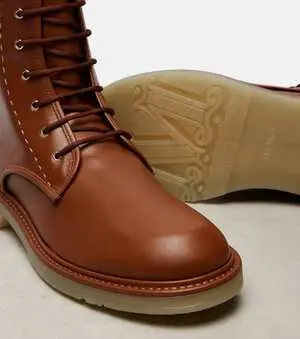 Max Mara Leather Combat Boots - Brown