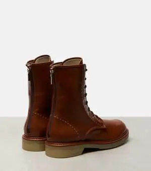 Max Mara Leather Combat Boots - Brown