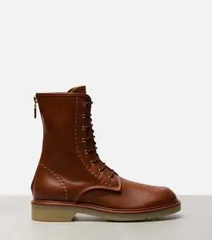Max Mara Leather Combat Boots - Brown