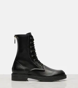 Max Mara Urban Combat Leather Boots - Black