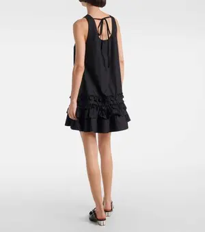 GANNI Ruffled Cotton Poplin Minidress