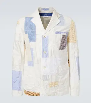 Junya Watanabe Patchwork Cotton And Linen-blend Blazer - Multicoloured