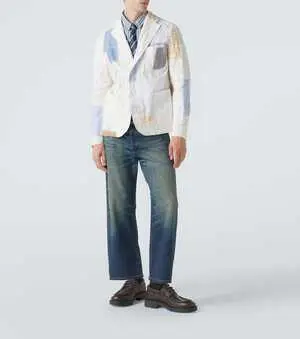 Junya Watanabe Patchwork Cotton And Linen-blend Blazer - Multicoloured