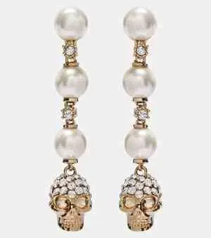 Alexander McQueen Skull Crystal-embellished Drop Earrings - Silver