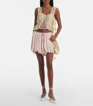 Chloé Lace-trimmed Silk Habotai Top