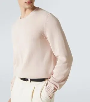 SAMAN AMEL Cotton Crewneck Sweater - Pink