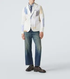 Junya Watanabe Patchwork Cotton And Linen-blend Blazer