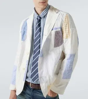 Junya Watanabe Patchwork Cotton And Linen-blend Blazer