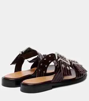 GANNI Feminine Buckle Sandals - Brown