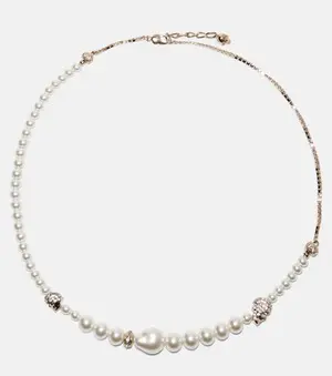 Alexander McQueen Faux Pearl And Metal Necklace - Silver
