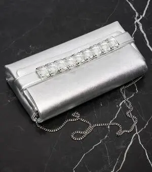 JIMMY CHOO Kya Metallic Leather Clutch