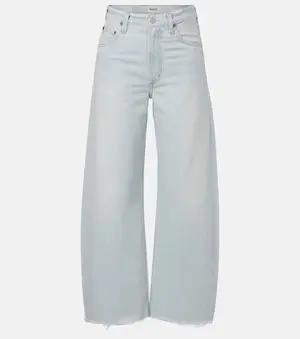 AGOLDE Low Curve Fray Mid-rise Barrel-leg Jeans - Blue