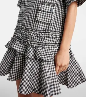 GANNI Gingham Ruffled Minidress