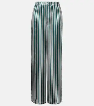 Max Mara Ladino Striped Wide-leg Silk Twill Pants