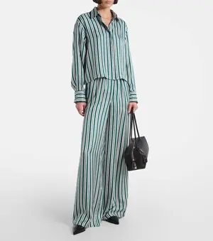 Max Mara Ladino Striped Wide-leg Silk Twill Pants