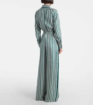 Max Mara Ladino Striped Wide-leg Silk Twill Pants