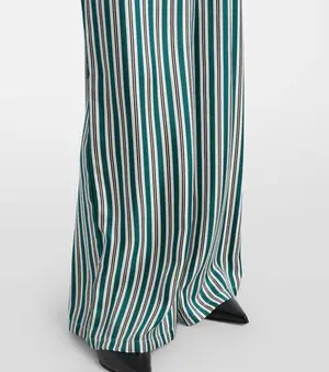 Max Mara Ladino Striped Wide-leg Silk Twill Pants