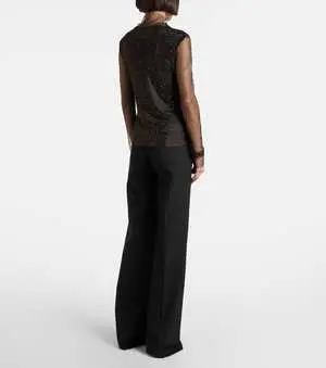 Sportmax Gerarda Embellished Mesh Top