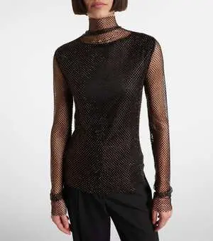 Sportmax Gerarda Embellished Mesh Top