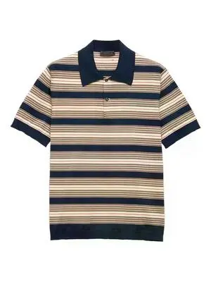 Prada Striped Cotton Polo Shirt - Blue