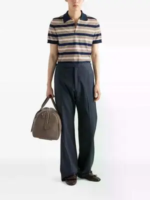 Prada Striped Cotton Polo Shirt - Blue