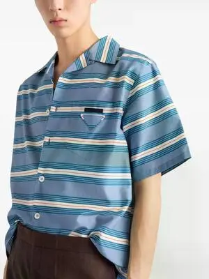 Prada Striped Bowling Shirt - Blue
