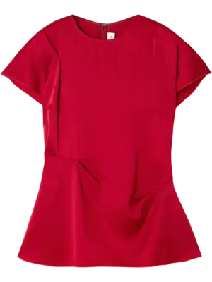 Victoria Beckham Draped Satin Top - Red