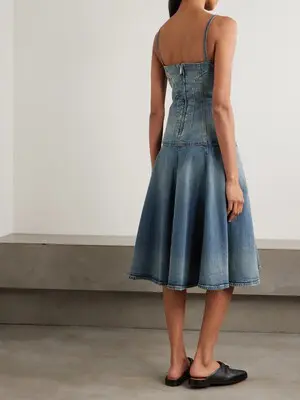 Alexander McQueen Paneled Denim Midi Dress