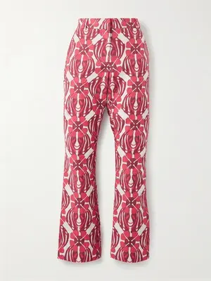 La DoubleJ 24/7 Cropped Printed Stretch-cotton Tweed Flare Pants