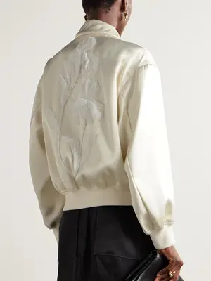 JIL SANDER Embroidered Satin-twill Bomber Jacket