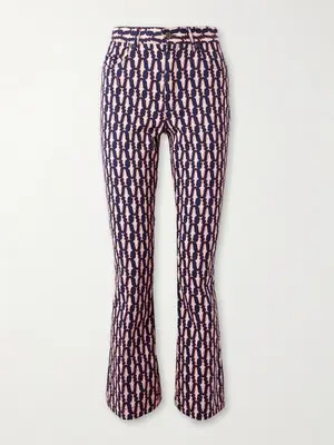 La DoubleJ The Cropped Printed Mid-rise Flared Jeans