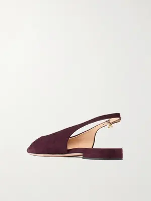 GIANVITO ROSSI Robbie Suede Slingback Flats - Brown