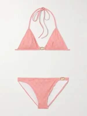Gucci Embellished Printed Triangle Bikini - Pink