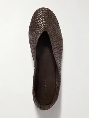 Bottega Veneta Intrecciato Leather Ballet Flats - Brown
