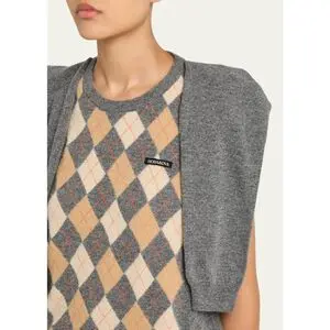 HODAKOVA Argyle Knitted Draped-sleeve Sweater Vest