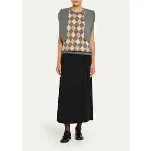 HODAKOVA Argyle Knitted Draped-sleeve Sweater Vest