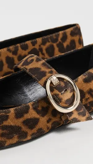 STUART WEITZMAN Arabella Leopard Print Mary Jane Flats