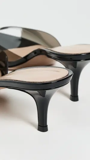 GIANVITO ROSSI Elle 55 Glass + Vernice Sandals - Fume/black