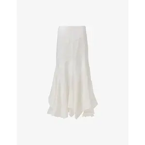LEEM Fitted Layered Woven Midi Skirt