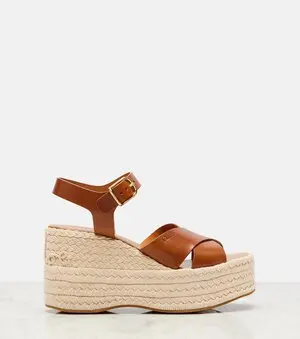 Chloé Isla Leather Espadrille Wedges