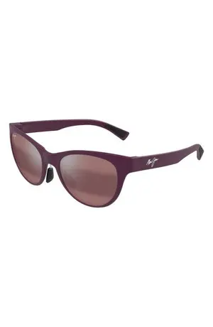 Maui Jim Hulahe 52mm Polarized Rectangular Sunglasses - Metal Matte Violet/ Maui Rose